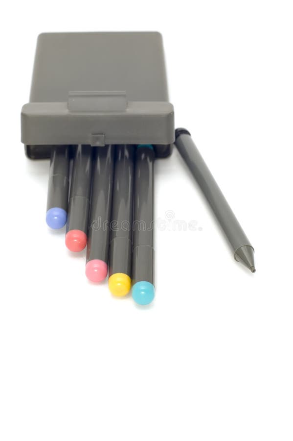Colored Soft-tip Pen in Box Stock Photo - Image of office, pencils: 4303740
