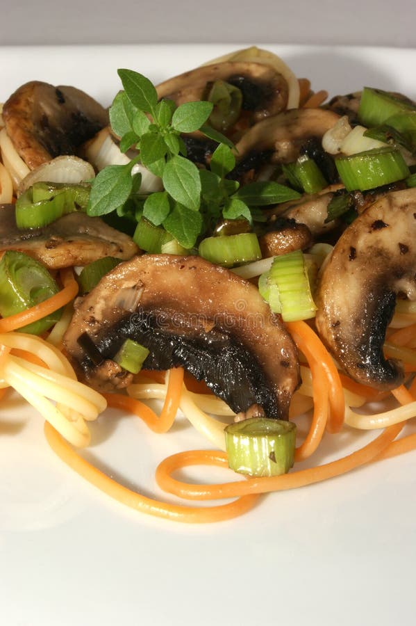 Colored Spaghetti with Organic Mushroom Stock Image - Image of pasta ...