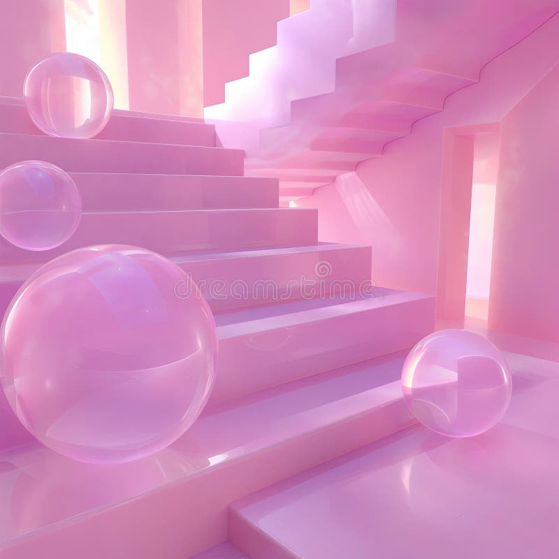 Colored Spheres Roll Down the Steps Stock Illustration - Illustration ...