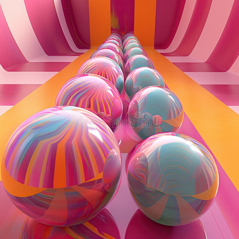 Colored Spheres Roll Down the Steps Stock Illustration - Illustration ...