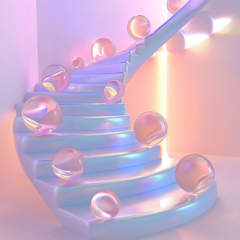 Colored Spheres Roll Down the Steps Stock Illustration - Illustration ...