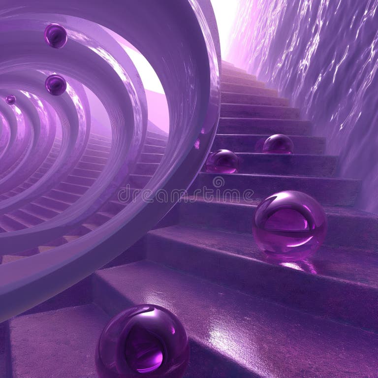 Colored Spheres Roll Down the Steps Stock Illustration - Illustration ...