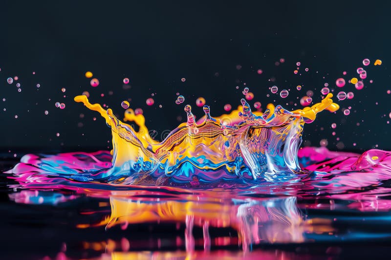 Colored Splash on Black Background, AI Generated Stock Illustration ...