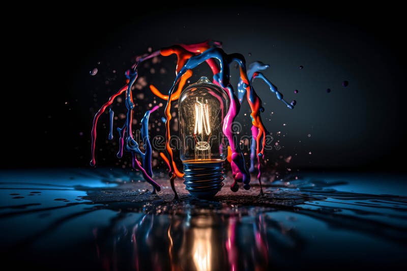 Colored Splashes Inside the Bulb Stock Illustration - Illustration of ...