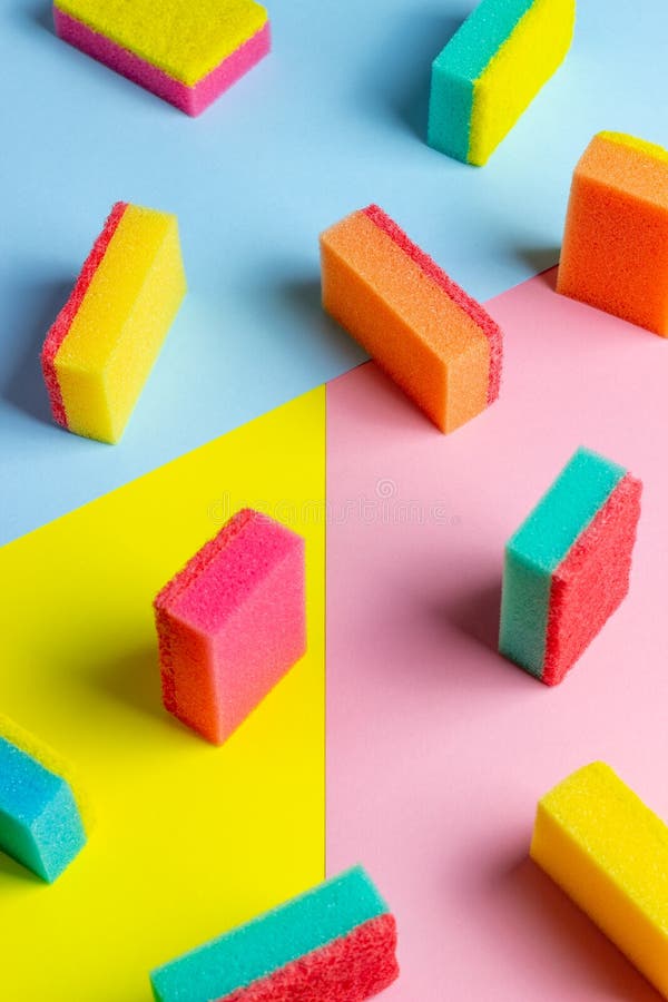 Colored Sponges for Washing Dishes. Mock-up Stock Image - Image of ...