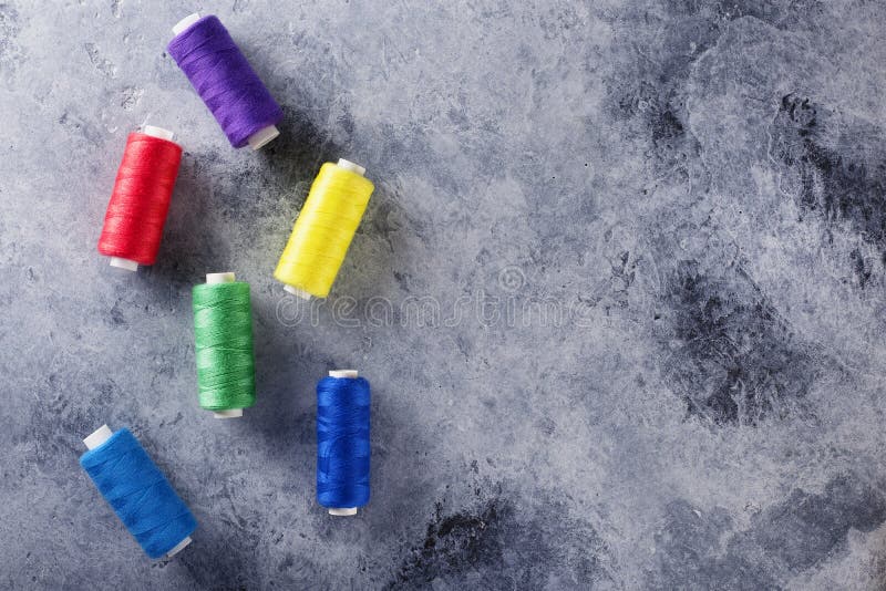 Colored Spools Sewing Thread. Top View for Designers Stock Photo ...