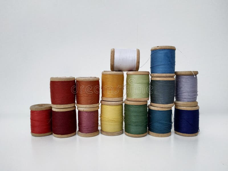 Colored Spools of Sewing Thread on a White Background. Sewing Masks ...