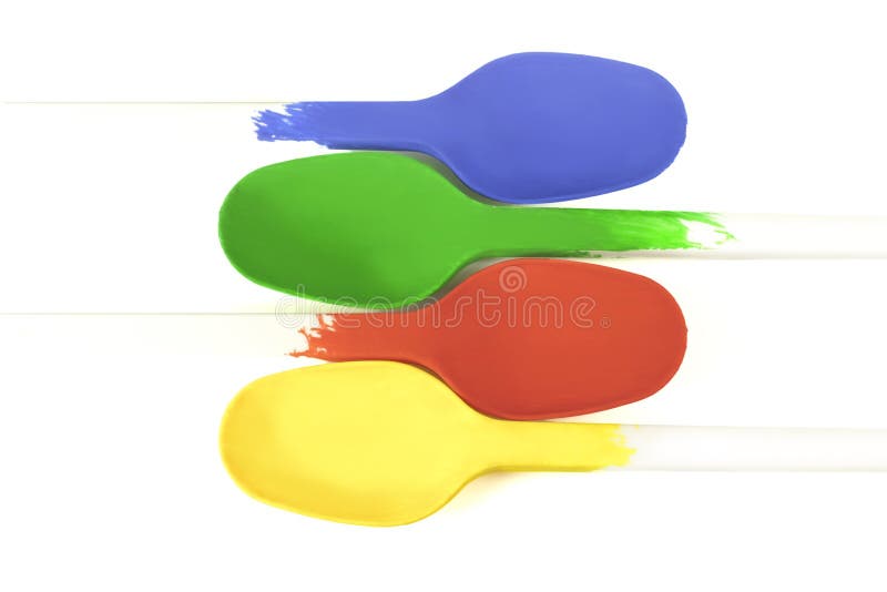 Colored spoons stock photo. Image of synergy, green, gouache - 46255212