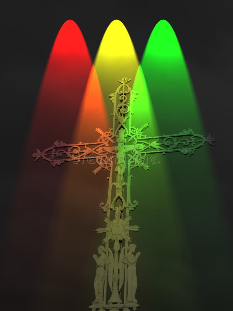 Christian Cross Lights Stock Illustrations – 587 Christian Cross Lights ...