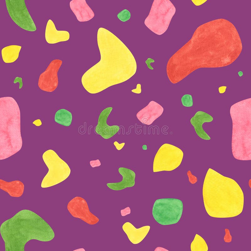 Colored Spots of Abstract Shape on a Bright Purple Background Stock ...