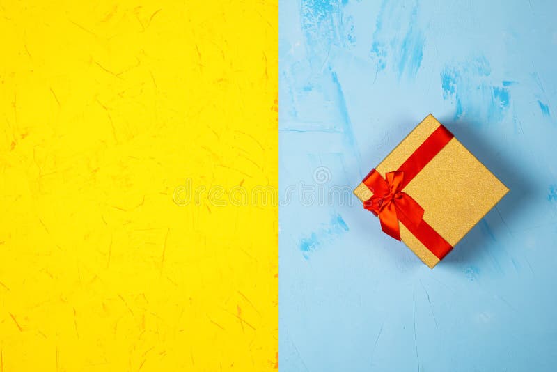 Colored Square Gift Box on Concrete Background, Flat Lay, Top View ...