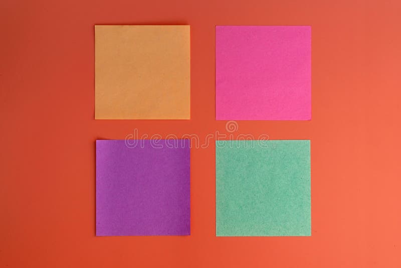 Colored Square Leaflets for Reminders Top View. Stock Image - Image of ...
