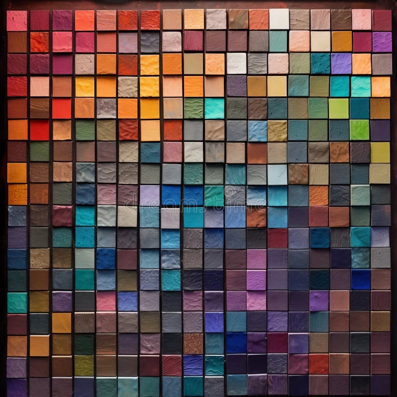 Colored Square Pattern for Wall: Impasto Layers and Vernal Palettes ...
