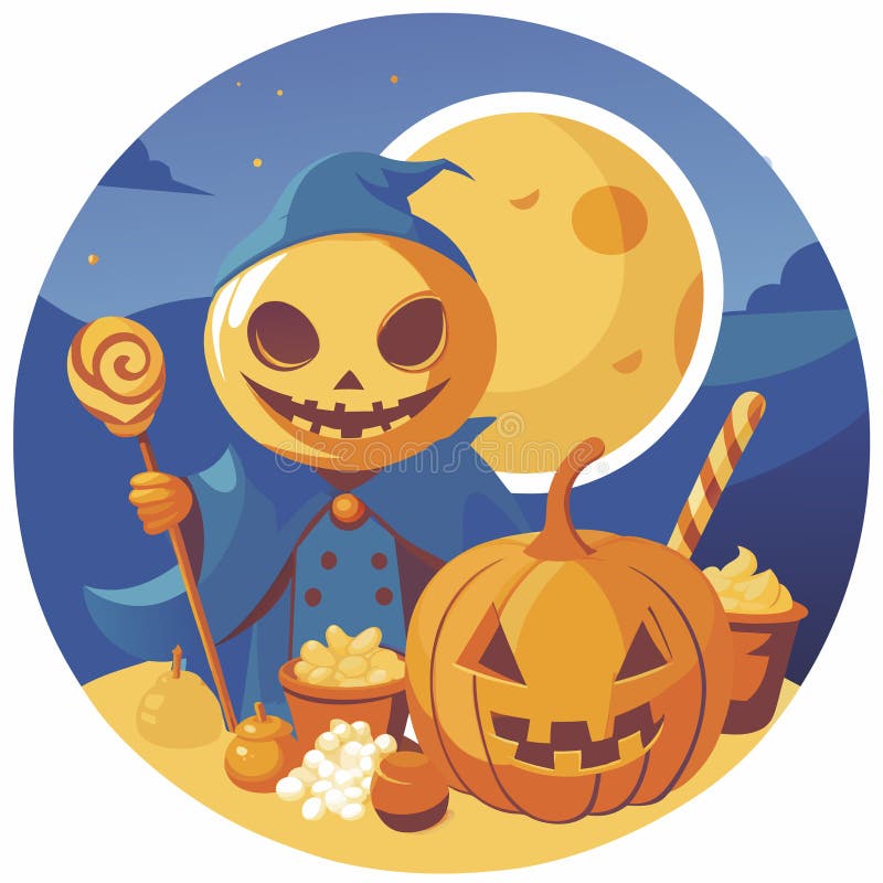 Colored Square Poster on the Theme of Halloween with Ghost and Pumpkin ...