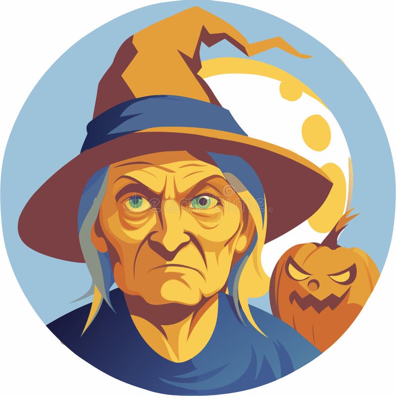 Colored Square Poster on the Theme of Halloween with a Witch Stock ...