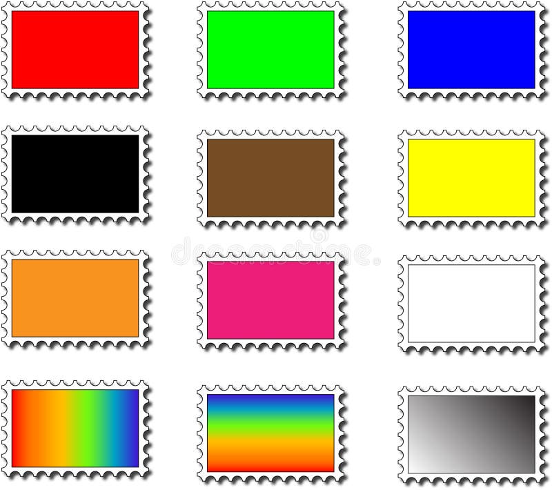 Stamps with Different Colored Borders Stock Vector - Illustration of ...