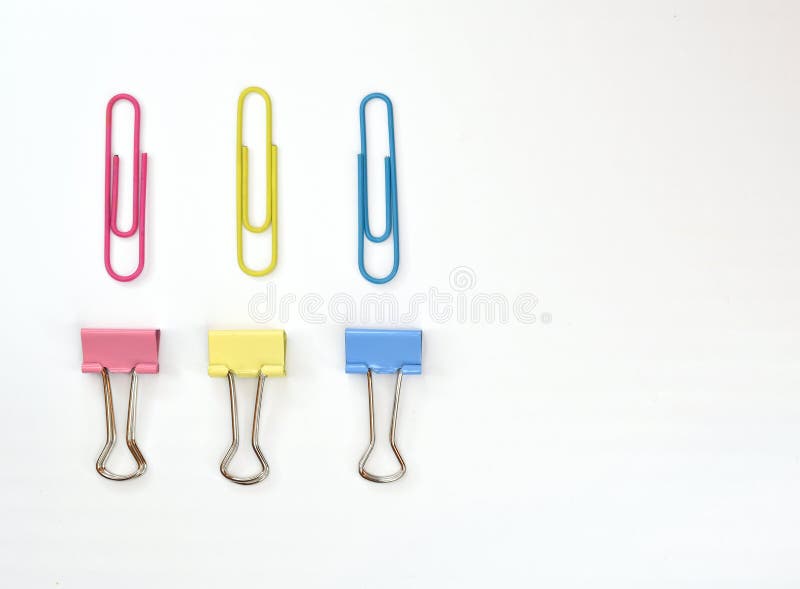 Colored Stationery and Paper Clips, Arranged in Two Rows Opposite Each ...