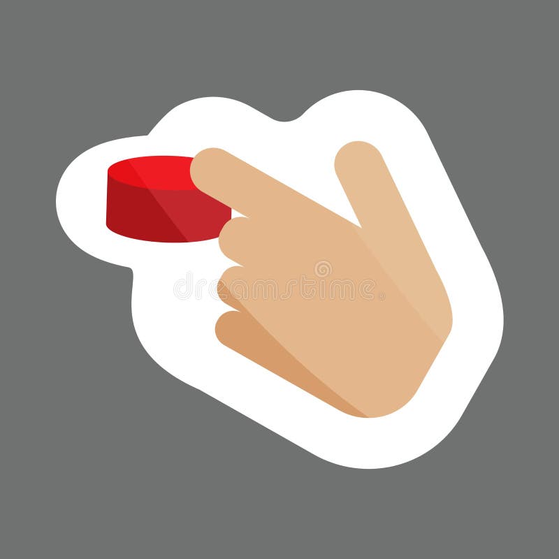 Colored Sticker Hand Clicks on the Button. Cursor Vector Icon Stock ...