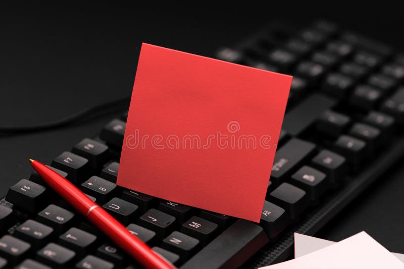 Colored Sticker Lying on Black Keyboard. Important Information Written ...