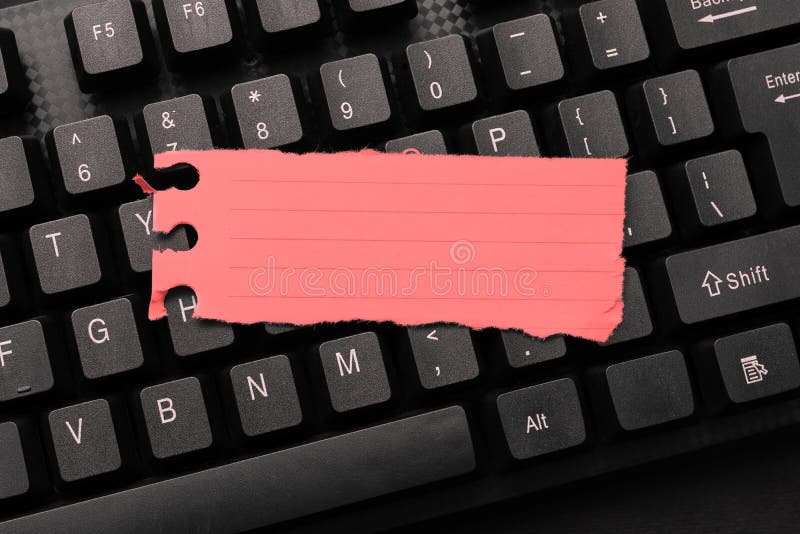 Colored Sticker Lying on Black Keyboard. Important Information Written ...