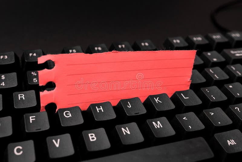 Colored Sticker Lying on Black Keyboard. Important Information Written ...