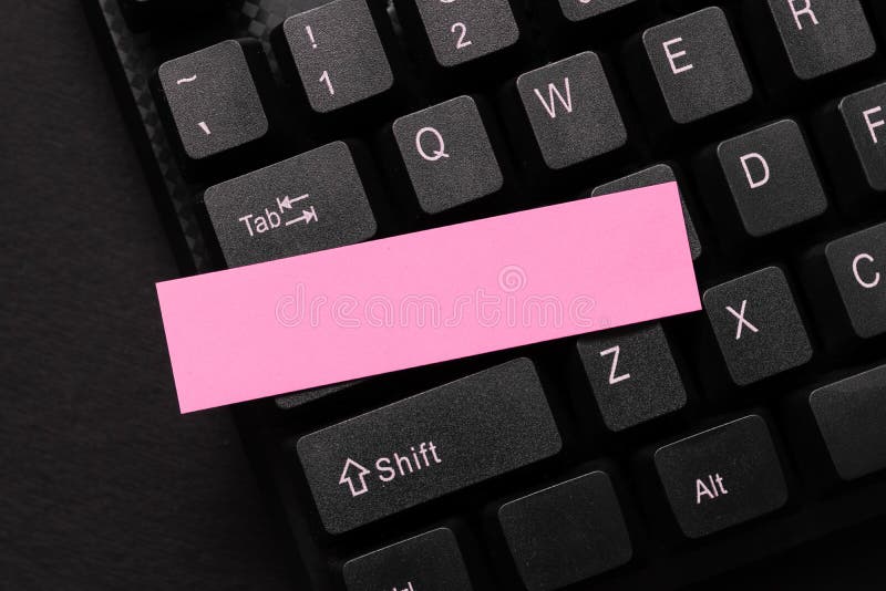 Colored Sticker Lying on Black Keyboard. Important Information Written ...