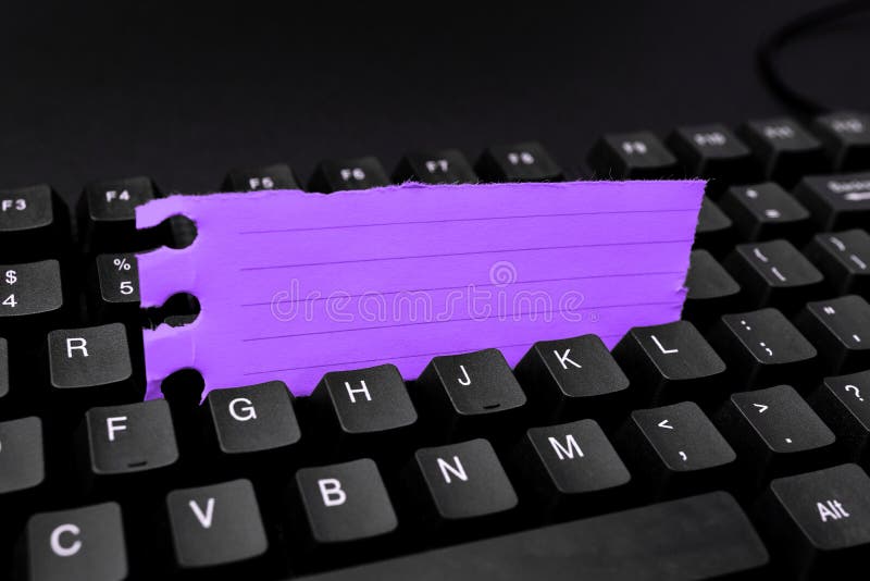 Colored Sticker Lying on Black Keyboard. Important Information Written ...