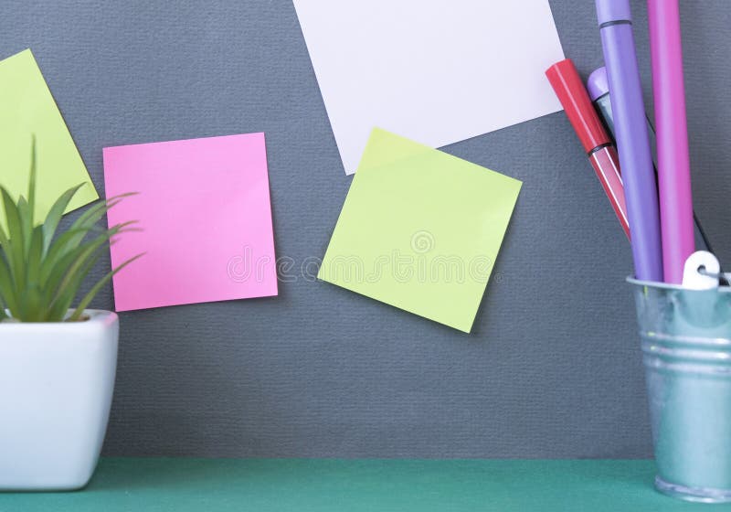 Colored Stickers Attached. Place for Notes Stock Photo - Image of list ...