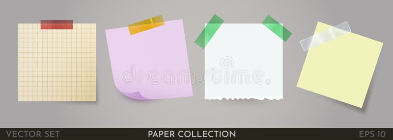 Colored Stickers Attached with Tape. Collection of Different Sheets of ...