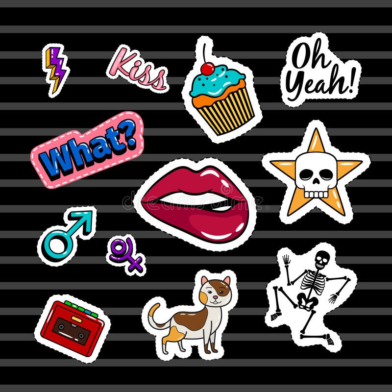 Colored Stickers Collection Stock Vector - Illustration of applique ...