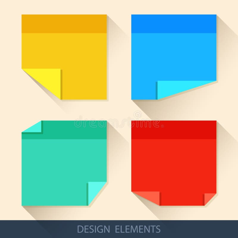 Colored Stickers, Paper for Notes in a Flat Style Stock Vector ...
