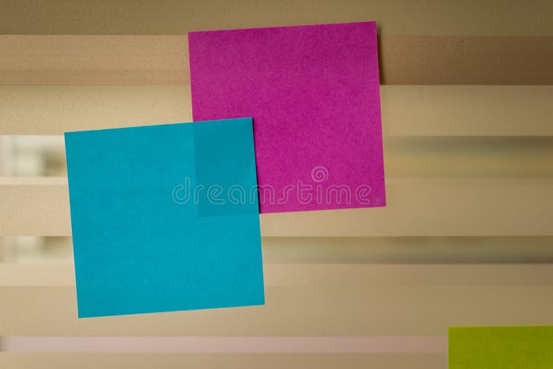Colored Sticky Notes Over Glass Screen of a Bench Desk Stock Image ...
