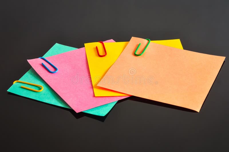 Colored Sticky Notes with Paper Clips. Stock Photo - Image of sticky ...
