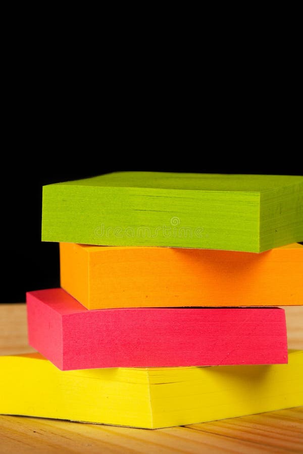 Colored Sticky Notes and a Wooden Table Stock Image - Image of objects ...