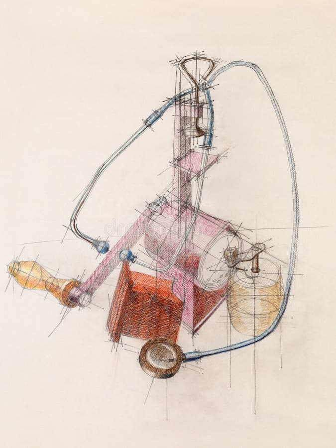 Colored Still Life Study on Object Composition Stock Illustration ...