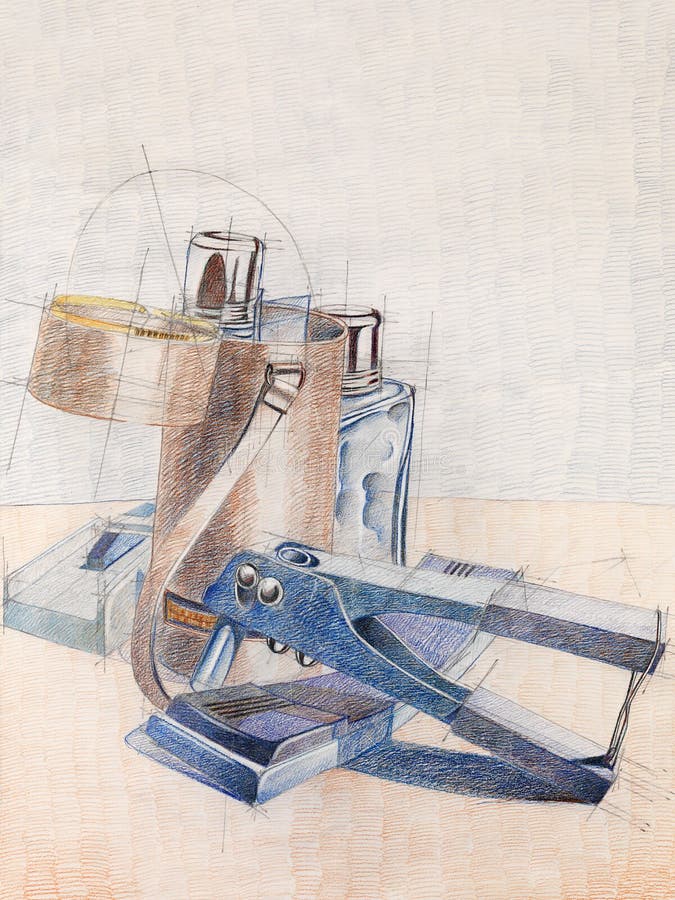 Colored Still Life Study on Object Composition Stock Illustration ...