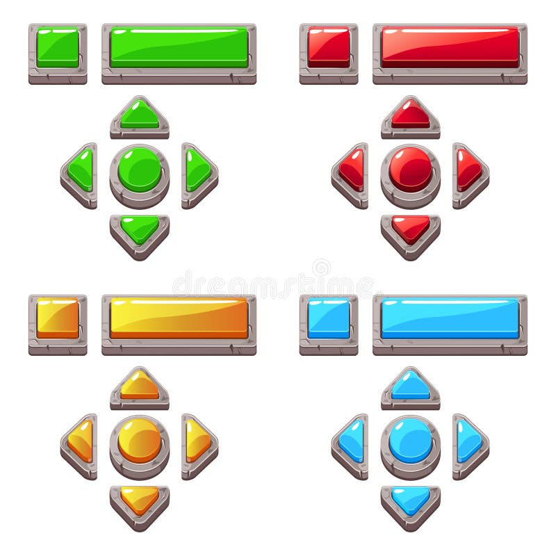 Colored Stone Buttons for Game or Web Design Stock Vector ...