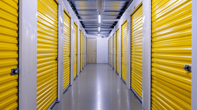 Colored Storage Units Shot with Lights on Stock Illustration ...