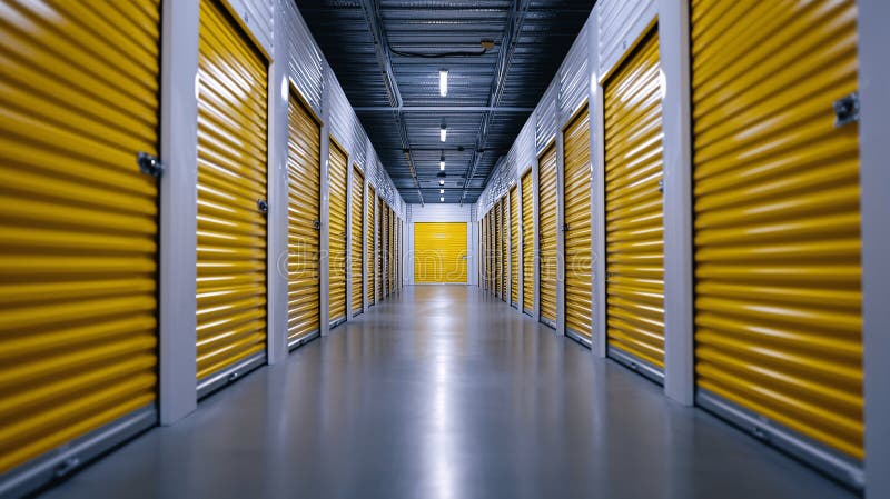 Colored Storage Units Shot with Lights on Stock Illustration ...