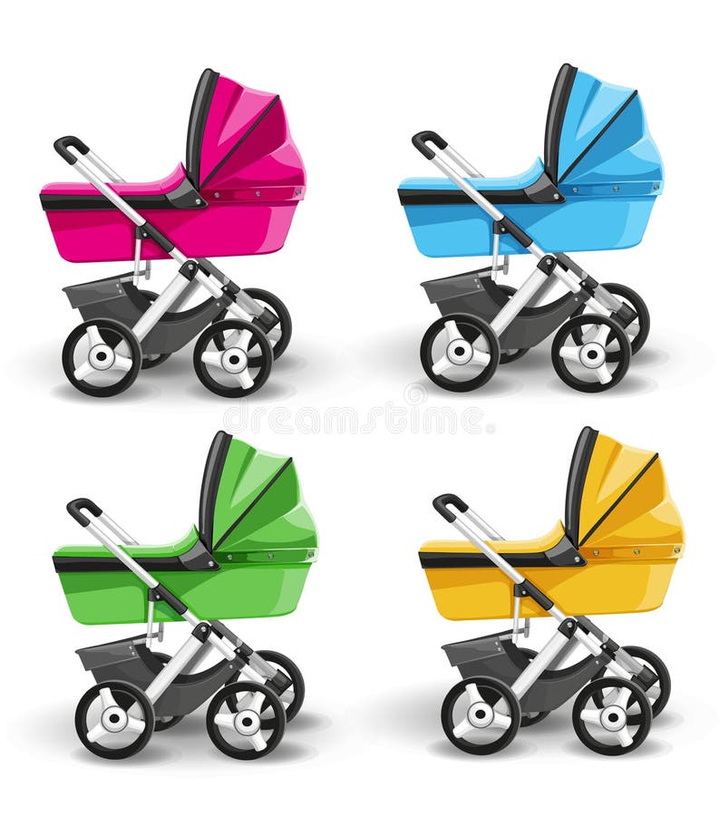Colored Strollers for Baby Boys and Baby Girls Stock Vector ...