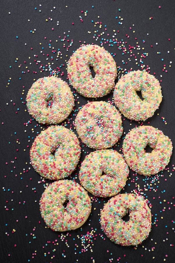 Colored sugar biscuits stock photo. Image of homemade - 89973564