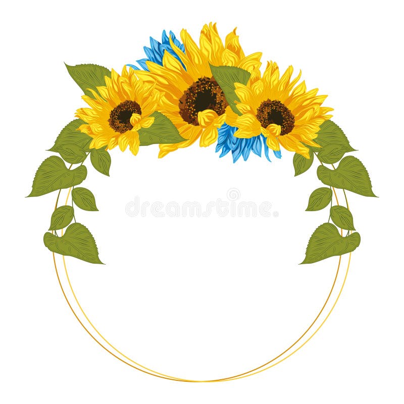 Colored Sunflower Frame Flower Border Vector Stock Vector ...