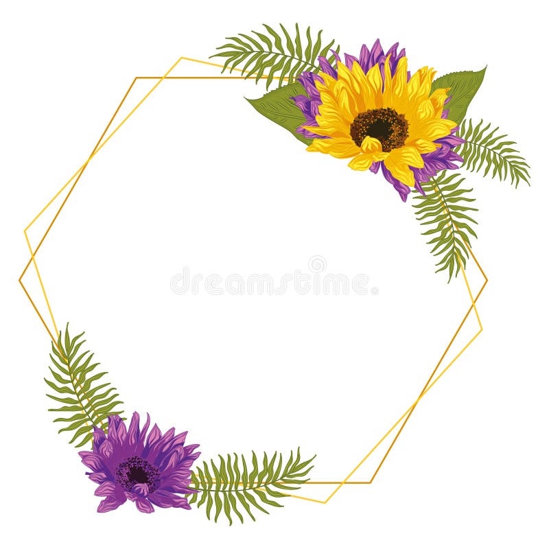 Colored Sunflower Frame Flower Border Vector Stock Vector ...
