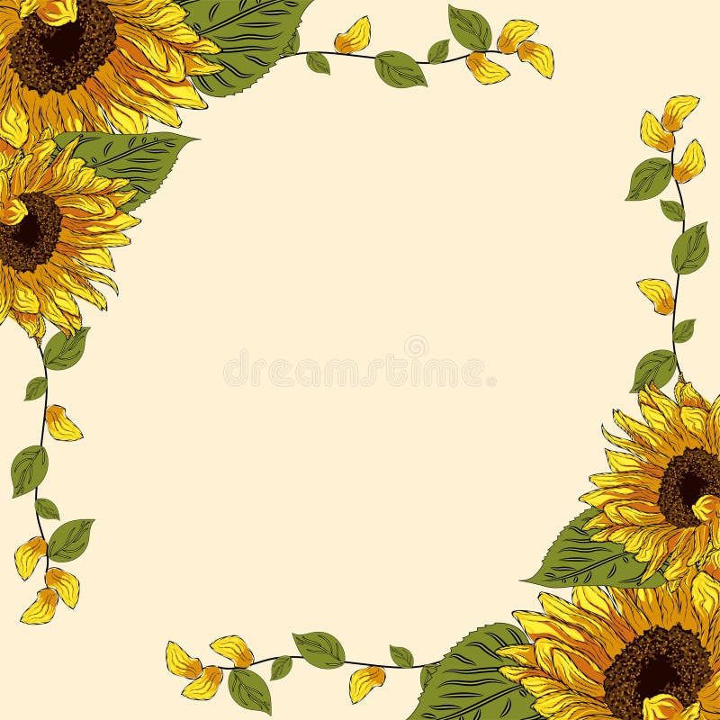Colored Sunflower Frame Flower Border Vector Stock Vector ...