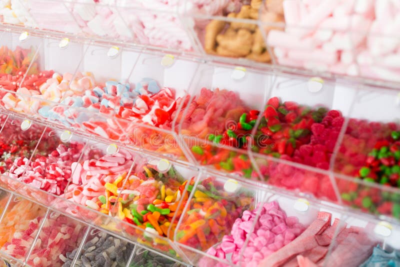 Colored Sweets on the Store Shelves Stock Image - Image of round, green ...