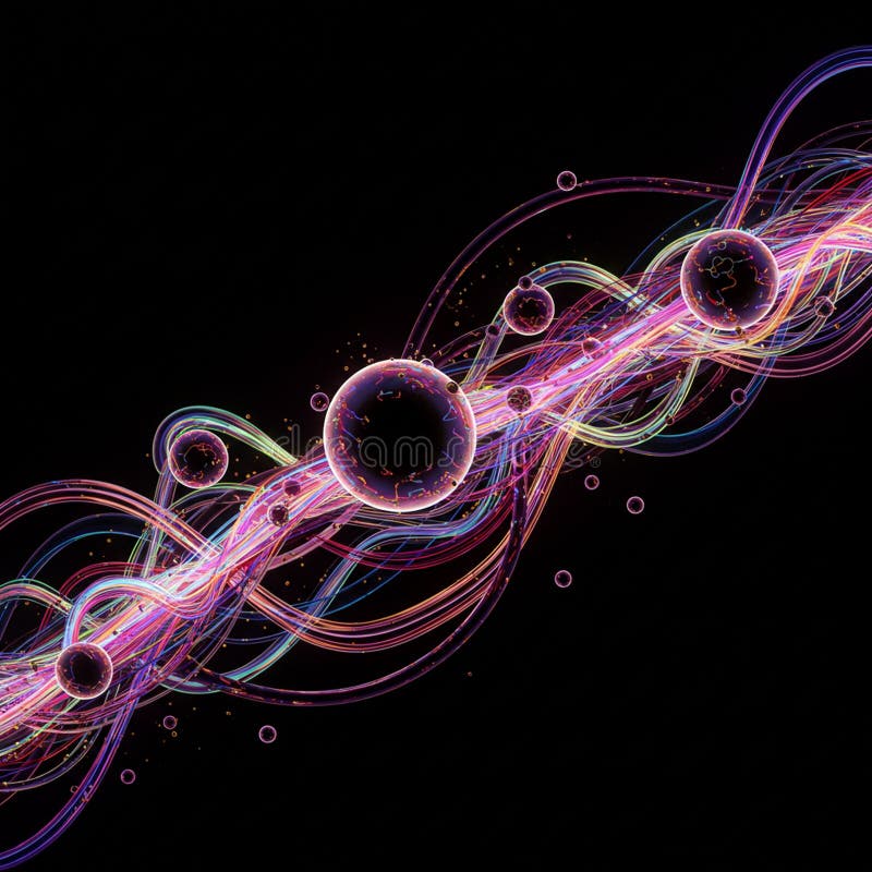Colored Swirls of Light Interweave Against a Black Background, Creating ...