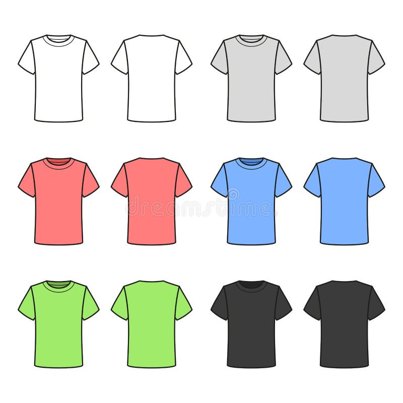 Colored T-shirts Set on White Background. Vector Stock Vector ...