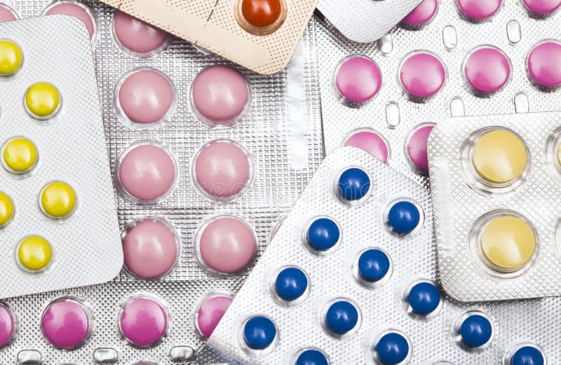 Colored tablet`s packs stock photo. Image of pink, closeup - 13320570