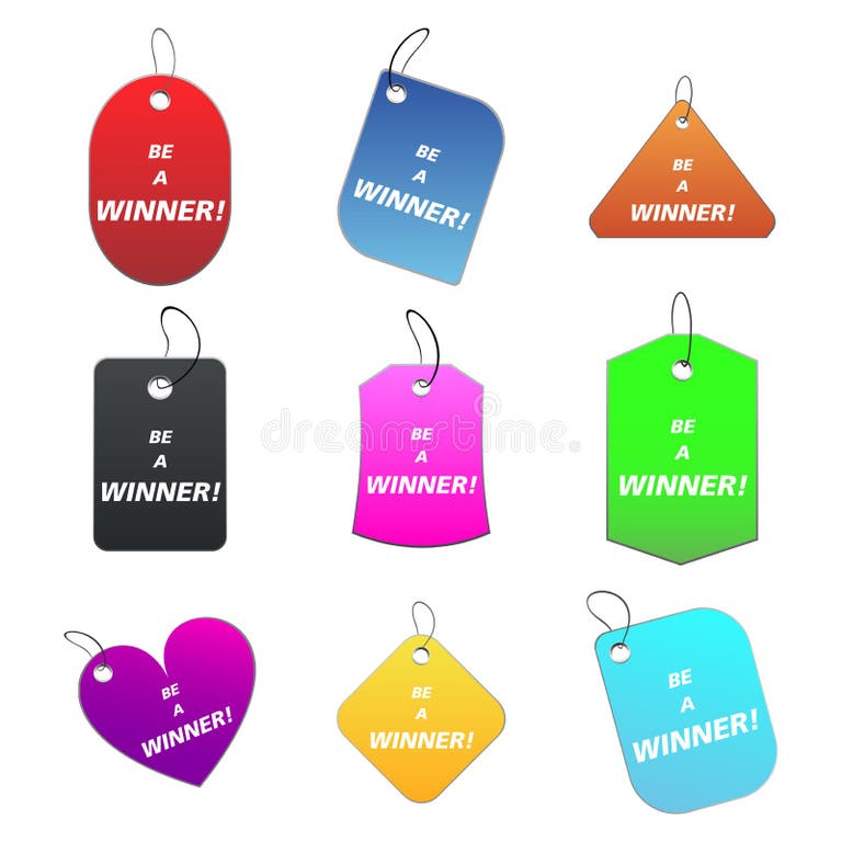Colored tags - be a winner stock vector. Illustration of marketing ...
