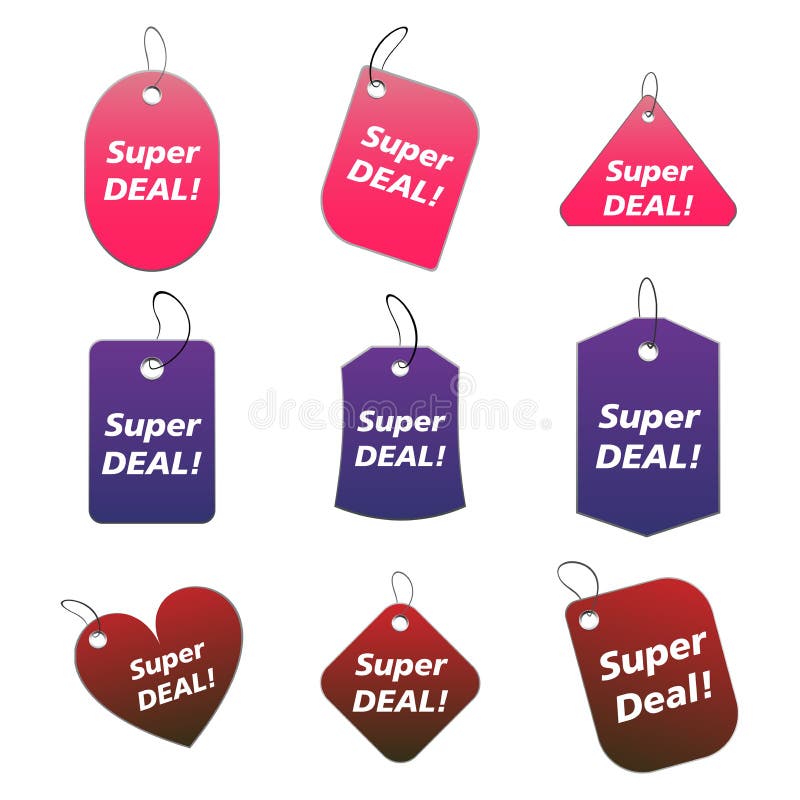 Colored tags - super deal stock vector. Illustration of products - 6524754